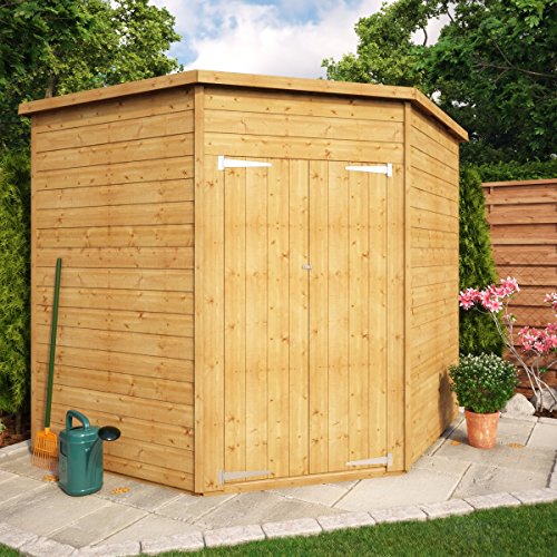 7x7 Project Timber Windowless Wooden Garden Corner Shed with Double ...