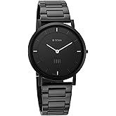EDGE Titan Metal Quartz Analog Black Dial Black Stainless Steel Strap ...