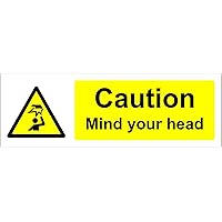 Warning Mind Your Head Safety Sign - Self Adhesive Sticker 200mm x 66mm ...