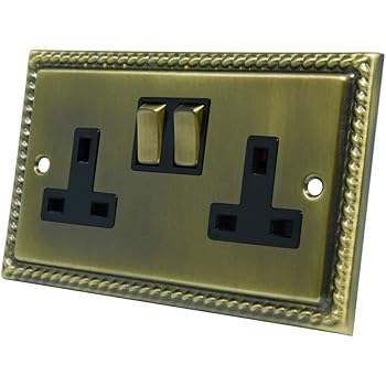 Victorian Anitque Brass 13 Amp Double Socket 2 Gang: Amazon.co.uk ...