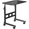 Amazon basics Adjustable Height Wooden Table with Wheels | Portable ...