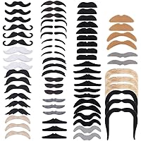 72 PCS Fake Moustaches, Assorted Novelty Self Adhesive 80s Moustaches ...