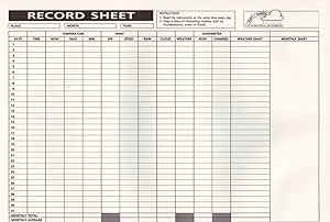 Combined 12 month Weather Recording Chart for use with all Weather ...