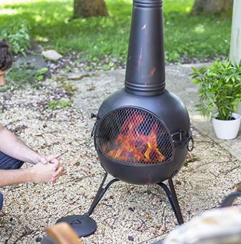 Get Extra Large 134cm Bronze Steel Chiminea With Bbq Grill at Garden ...