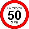Limited to 50 MPH Vehicle Speed Limit Sign - Self Adhesive Sticker ...