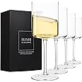 ELIXIR GLASSWARE Crystal Square Wine Glasses - Set of 4-14 oz Stemware ...