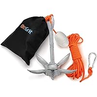 BeGrit Kayak Anchor 3.3 lb Small Boat Anchor Kit Folding Grapnel Anchor Carbon Steel for Canoe ...