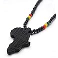 CRAZY LIZARD Rasta Africa Pendant on a 28 Inch Beaded Necklace with ...