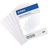MARKQ A4 Transparent file, 100 Pcs Clear Plastic Folder Punched Pockets for Filing Paper ...