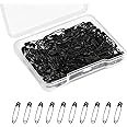 SAVITA 120pcs Safety Pins with Clear Case, 19mm Assorted Black Nickel Plated Stainless Steel ...
