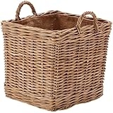 Wovenhill | Bamboo Rattan Extra Large Log Basket With Wheels & Hoop ...