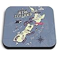 1x Square MDF Magnet 5cm - New Zealand Auckland Map Landmarks - Fridge ...