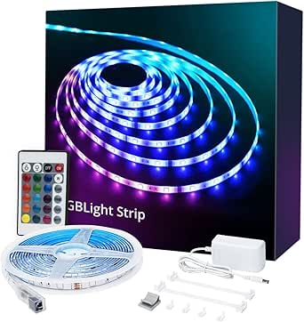 LED Strip 5 m, Dimmable RGB LED Srtip with Remote Control, Music Sync ...