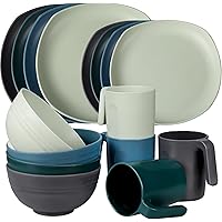 Greentainer Unbreakable Lightweight Dinnerware Sets, Plastic Dinner Set ...