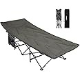 FUNDANGO Camping Beds for Adults with Cushion Comfortable Folding Camp Beds with Mattress ...
