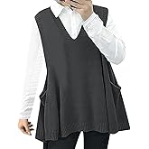 YESNO Women Loose Swing Chunky V-Neck Sweater Vests Oversized Knit ...