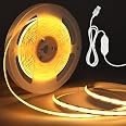 HOTUT COB LED Strip 3M, Warm White LED Strips, 5V Dimmable Continuous ...