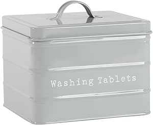 Harbour Housewares Vintage Metal Washing Tablets Storage Tin - Utility ...