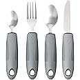 Jetisva Easy Grip Cutlery Set of 4 Gray Disability Aids with Knife Fork ...