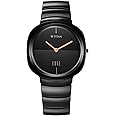 EDGE Titan Squircle Quartz Analog Black Dial Black Ceramic Strap Unisex ...