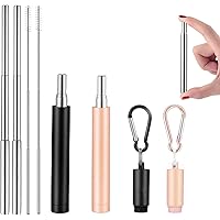 Kynup Metal Reusable Drinking Straw, 4 Pack Portable Collapsible Straws ...