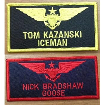 Topgun Call Sign Patches ICEMAN & Goose Top gun Badges Iron On or Sew ...