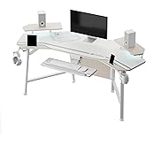 EUREKA ERGONOMIC Bureau Gaming LED 182x76cm Bureau Gamer Professionnel en Forme d'Aile Bureau d ...