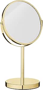 Bloomingville Magnifying Mirror on Stand Gold Metal : Amazon.co.uk ...