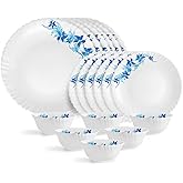 Cello Dazzle Opalware Dinner Set (18 Units, Blue Swirl) : Amazon.in: Home & Kitchen