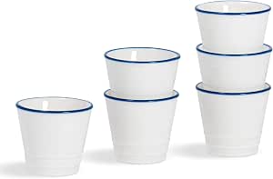 Nicola Spring Country Farmhouse White Breakfast Egg Cup Set with Blue ...