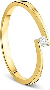 Orovi Ring für Damen Verlobungsring Gold Solitärring Diamantring 9 Karat (375) Brillanten 0 ...