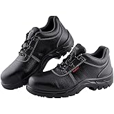 Karam FS05 Black Leather Safety Shoes for Men | Single Density with ...