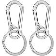 WLLHYF 2 Pieces Metal Keychain Carabiner Clip Key Ring Chain Holder ...
