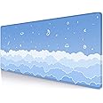 LTHAOGUO Cute Light Blue Desk Mat Mousepad, Kawaii Anime Gaming Deskmat ...