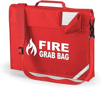 School Evacuation Fire Grab Bag with Flame Logo Graphic - Printed Red ...