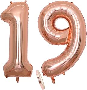 2 Balloons Number 19, Number 19 Balloon Rose Gold Girls, 40 Inch ...