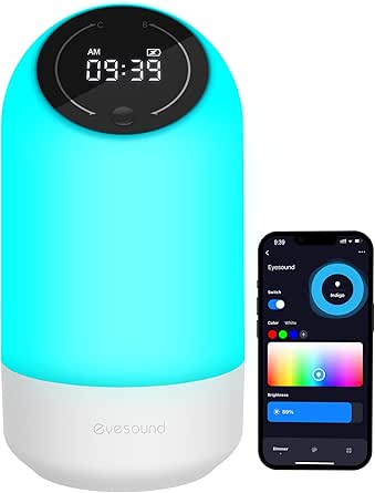 Bedside Lamp Touch Dimmable, Smart LED RGB Colour Changing WiFi Night ...