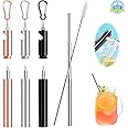 3Packs Stainless Steel Telescopic Straw Reusable Metal Drinking Straw ...