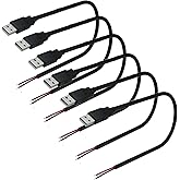 RUNCCI-YUN 6PCS Right Angle USB Type-C Pigtail Cable Extension Power Cable Solderable 22AWG 5V ...
