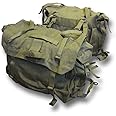 Pair of Canvas Motorcycle Panniers / Saddle Bags, green canvas army ...