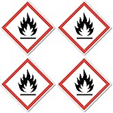 Flammable, Hazard Symbol UN/GHS Hazard Pictogram - Sticker: 10 cm, Pack ...