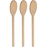 12 Inch Long Wooden Spoons for Cooking - Oval Wood Mixing Spoons for ...