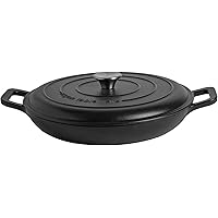 1x Matt Black 2.3L Cast Iron Shallow Casserole Cooking Dish - 2300ml ...