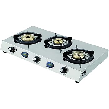 Buy Sunshine Stainless Steel Silver Auto Ignition 3 Burner Tri Pin Gas ...