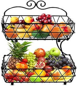 Amazon.de: Hodleys Obstkorb, 2 Etagen, abnehmbar, Metall, Draht, Brot ...