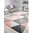 RSM RUGS® New Blush Pink & Grey Triangles Design Small Medium Extra ...