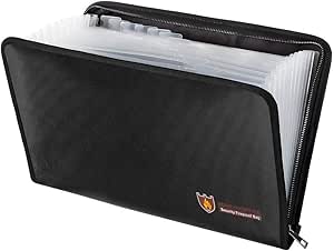 A4 Fireproof Safe Document Bag with 13 Pockets, Fire and Water ...