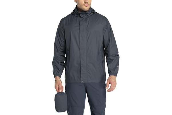 33,000ft Men's Packable Rain Jacket Hooded Lightweight