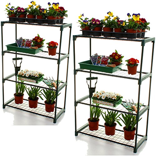 2x Marko Gardening 4 Tier Greenhouse Staging Shelving Plant Storage ...