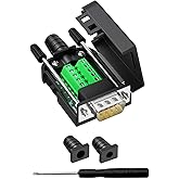 AAOTOKK DB9 Screw Terminal Block Adapter D-SUB 9-pin RS232 Female to 9 +1 Pin/Way Female Serial ...